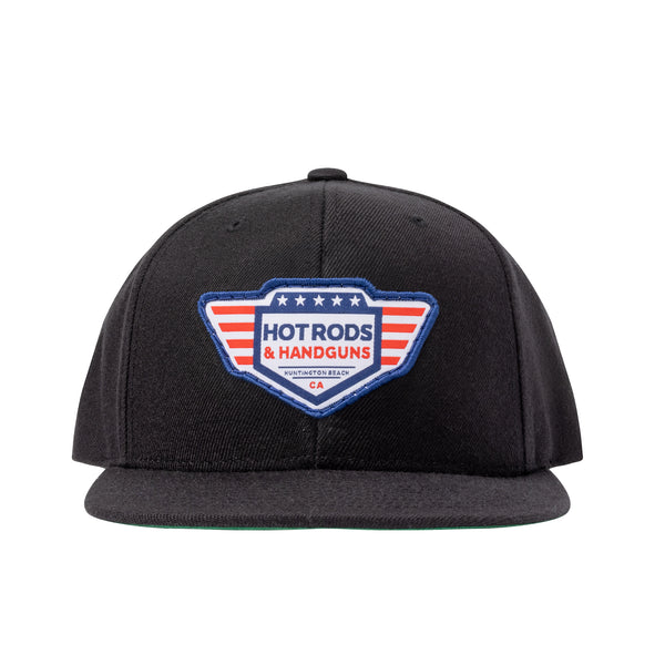 Flat Bill Hat USA Wings Patch - Black - Hot Rods & Handguns