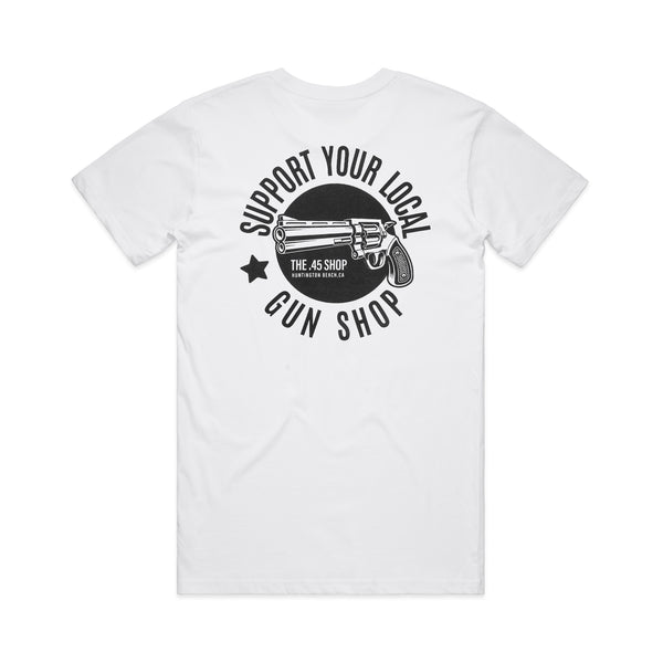 Support Your Local Gun Shop Tee - White - Hot Rods & Handguns